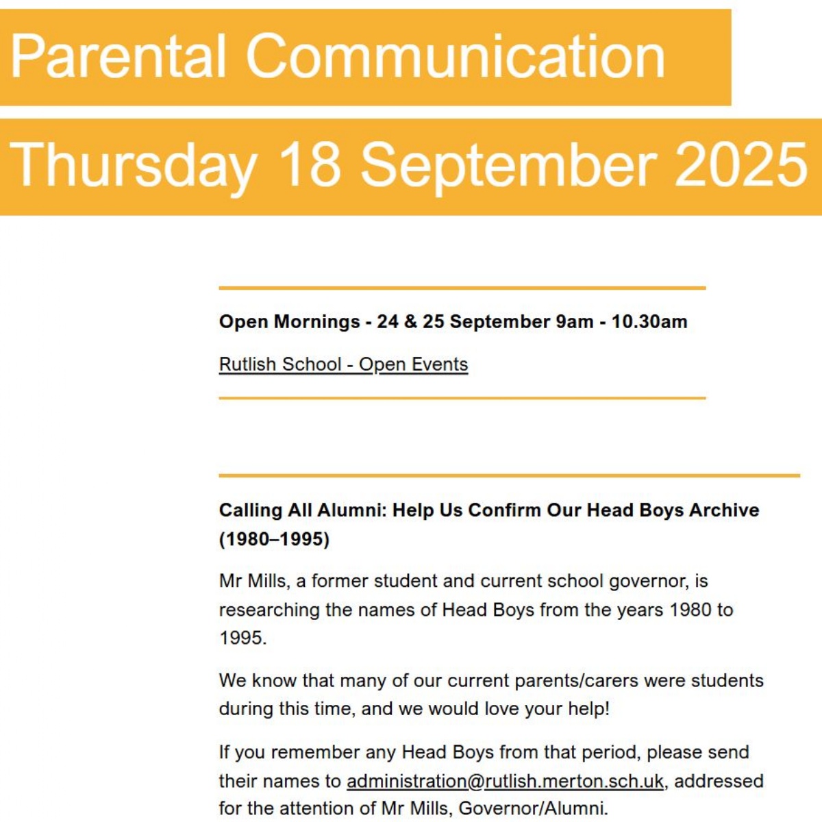 Rutlish School - Parental Communication